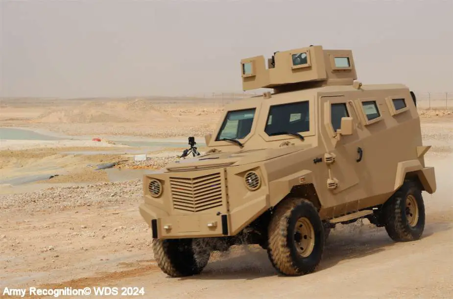 Storm 2 armored vehicle in a land display at World Defense Show 2024