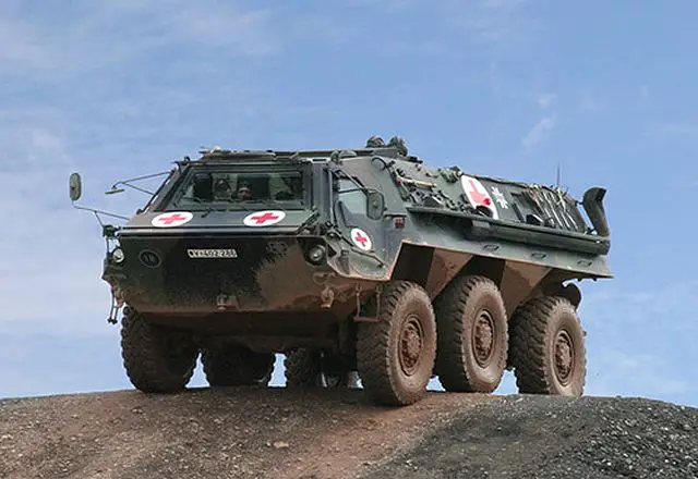 Fuchs ambulance Rheinmetall Defence wheeled armoured vehicle wounded ...
