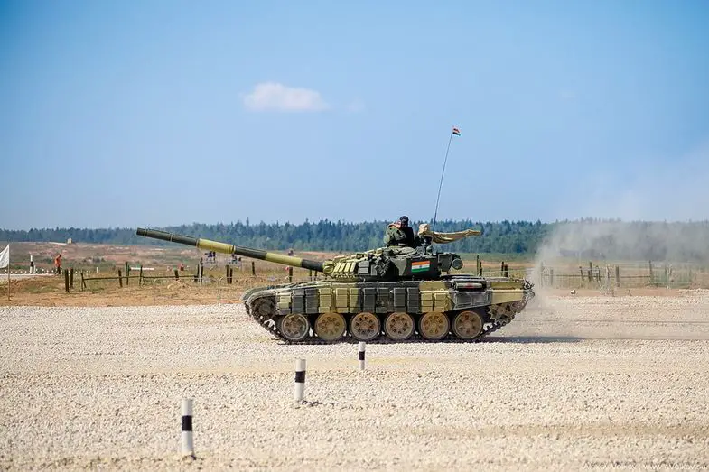 The Russian Tank Biathlon 2014 competition with tankers from 12 ...