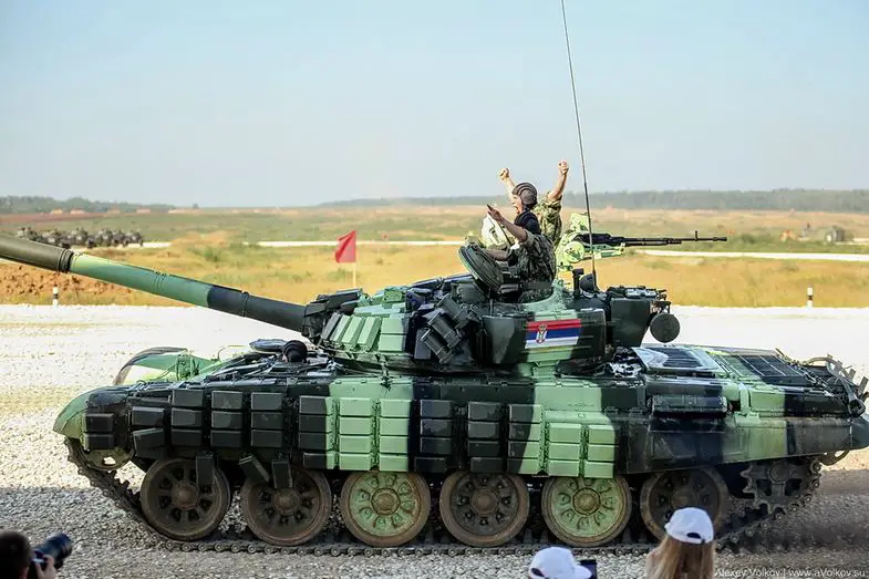 The Russian Tank Biathlon 2014 competition with tankers from 12 ...