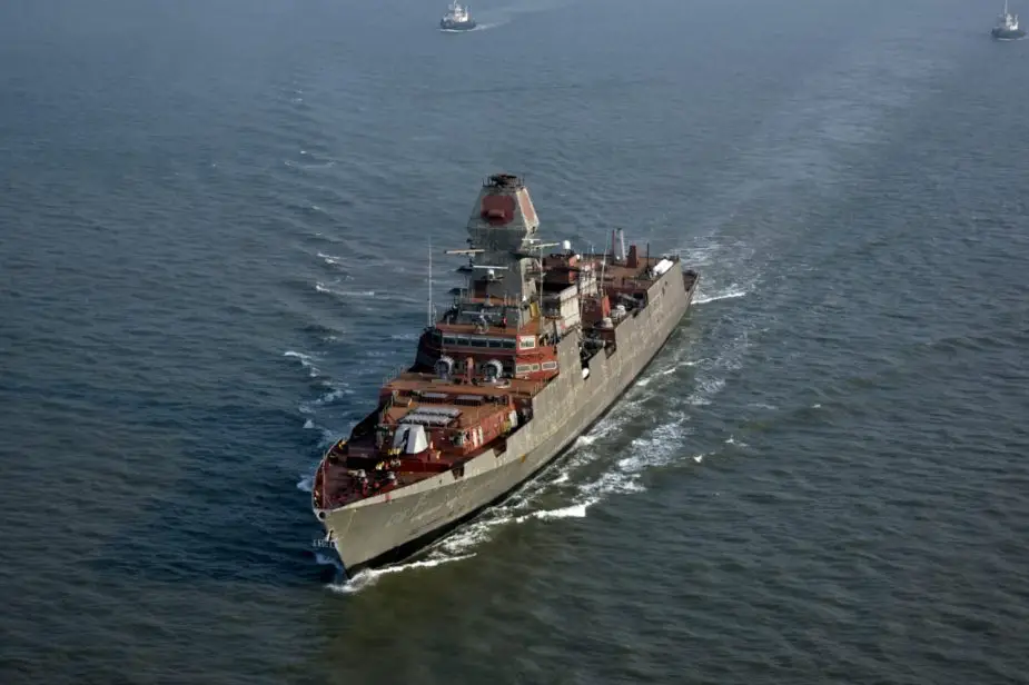 Indian Visakhapatnam class destroyer INS Mormugao starts sea trials