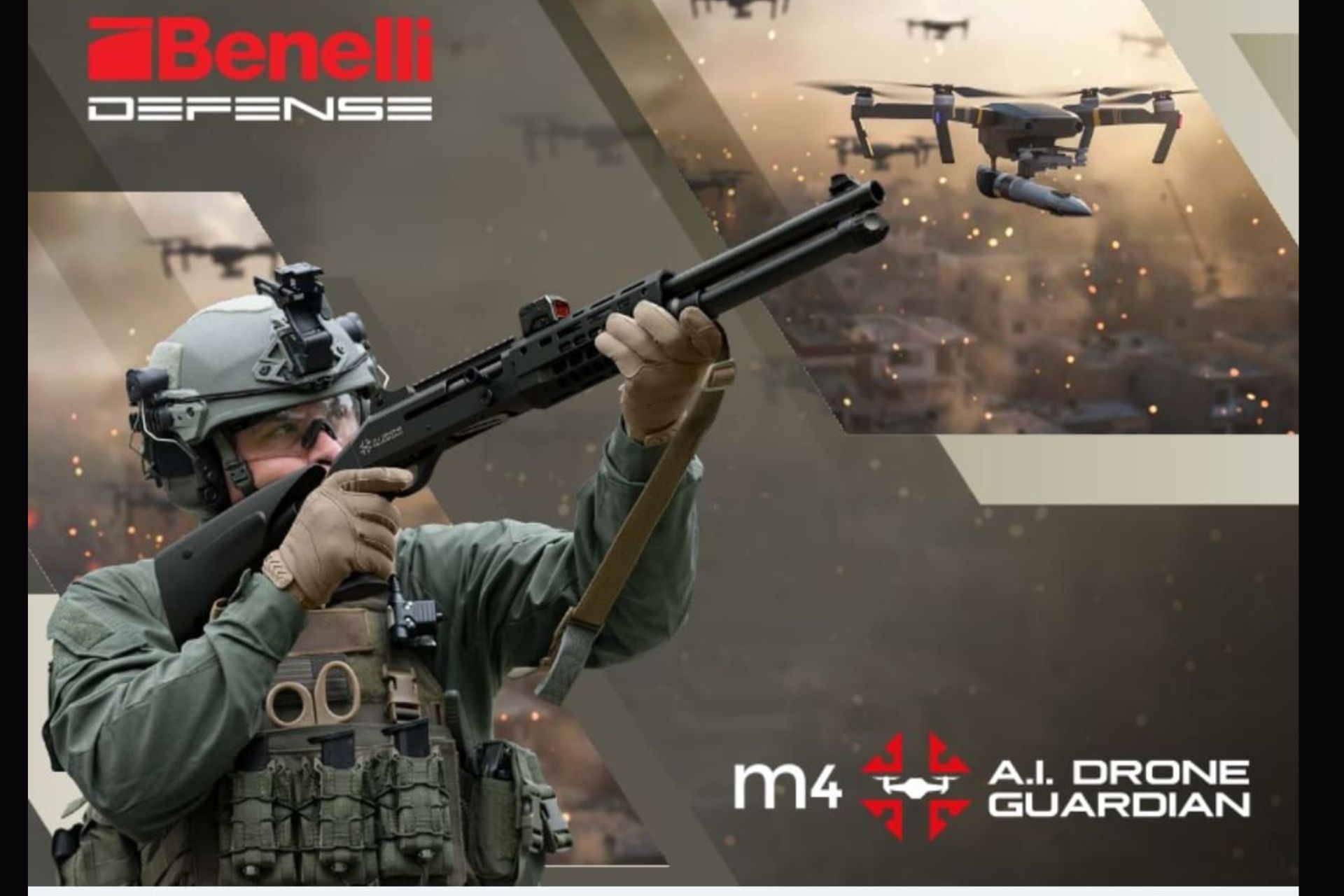 Benelli introduces A.I Drone guardian last born of iconic M4 family as solution against UAV ...