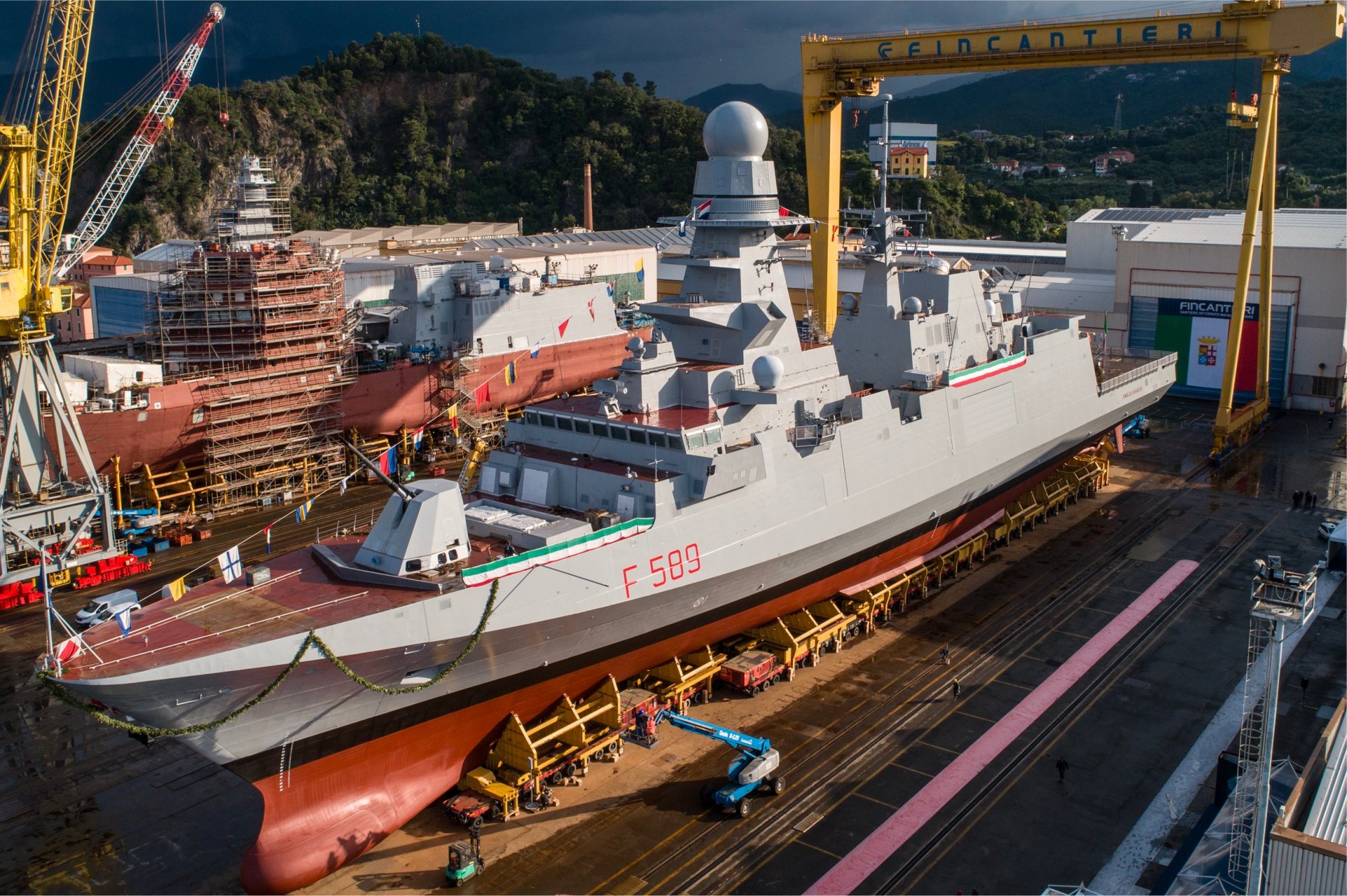 Tenth Italy Navy FREMM frigate Emilio Bianchi launched by Fincantieri