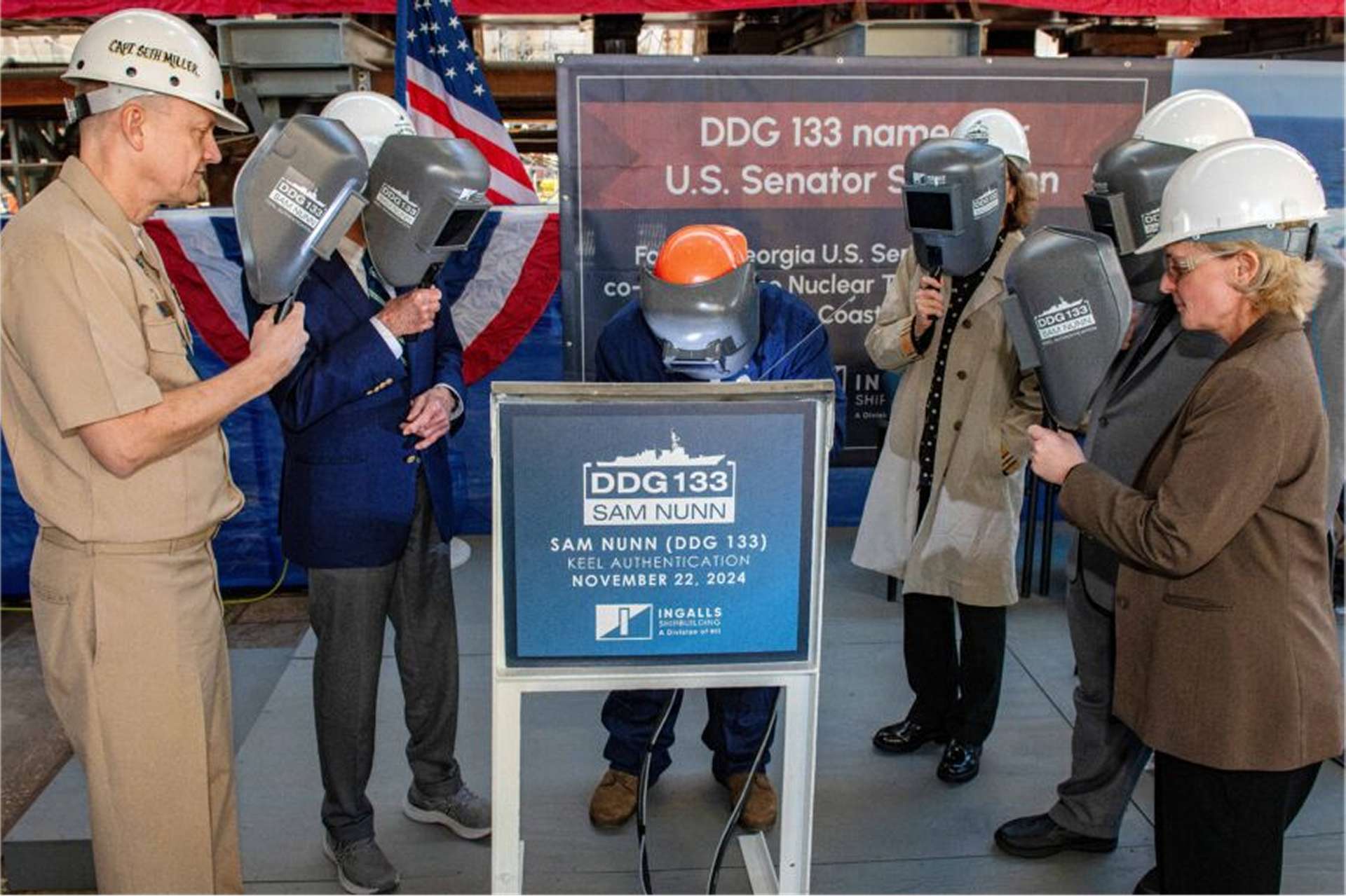 Keel Laid for Flight III Destroyer USS Sam Nunn DDG 133 at Ingalls ...