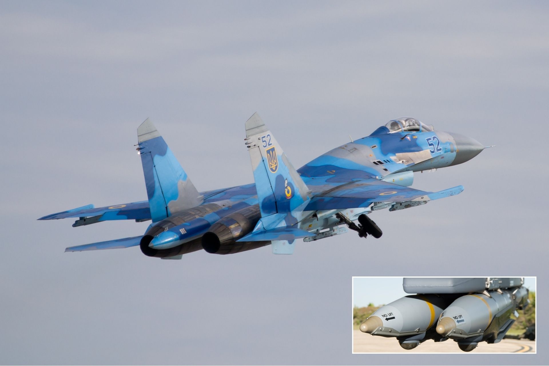 Ukraine Showcases Su-27 with GBU-39 Precision Bombs for First Time