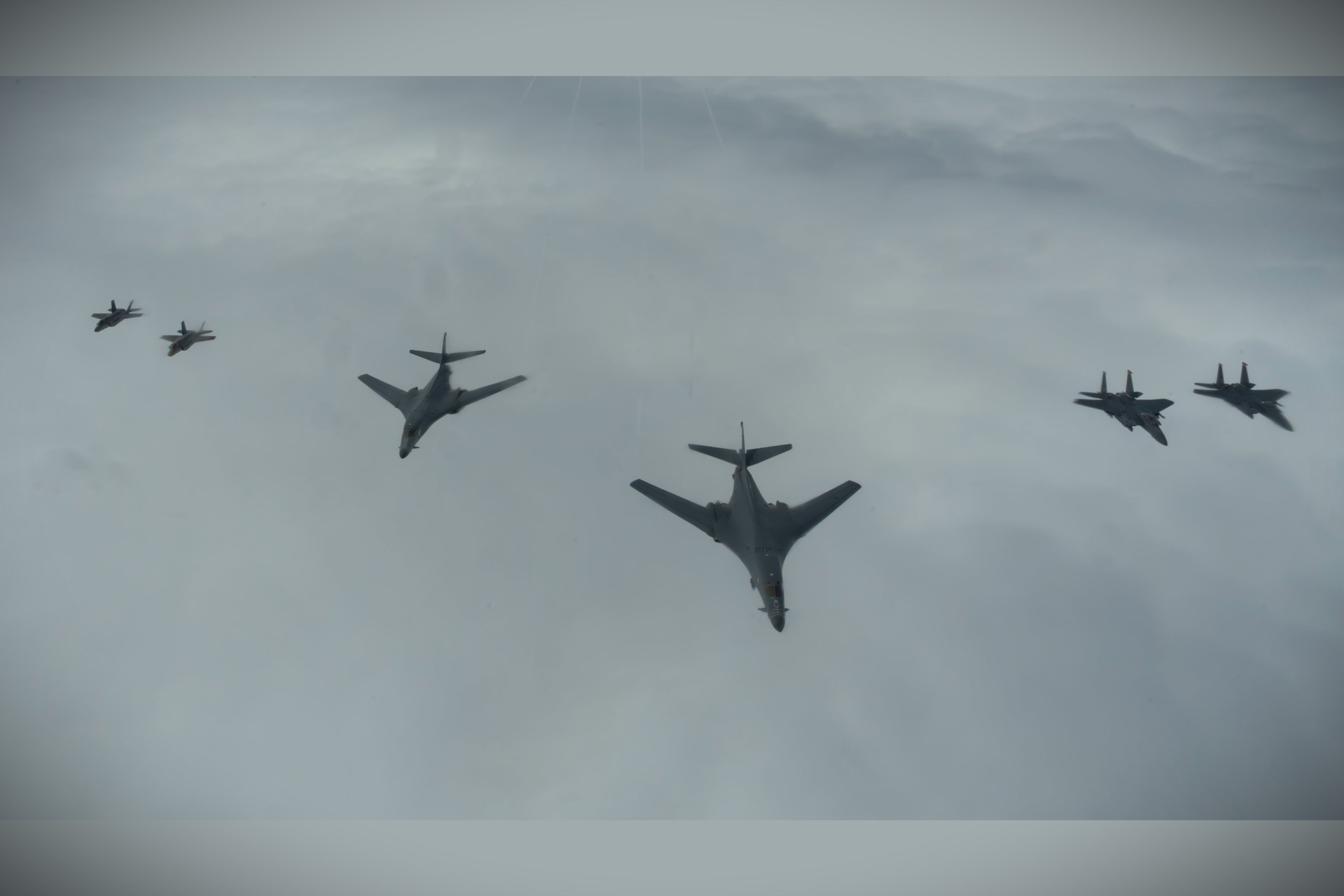 U.S. B-1B Bombers Join 5th Gen and 4th Gen Fighters Over the North Sea ...